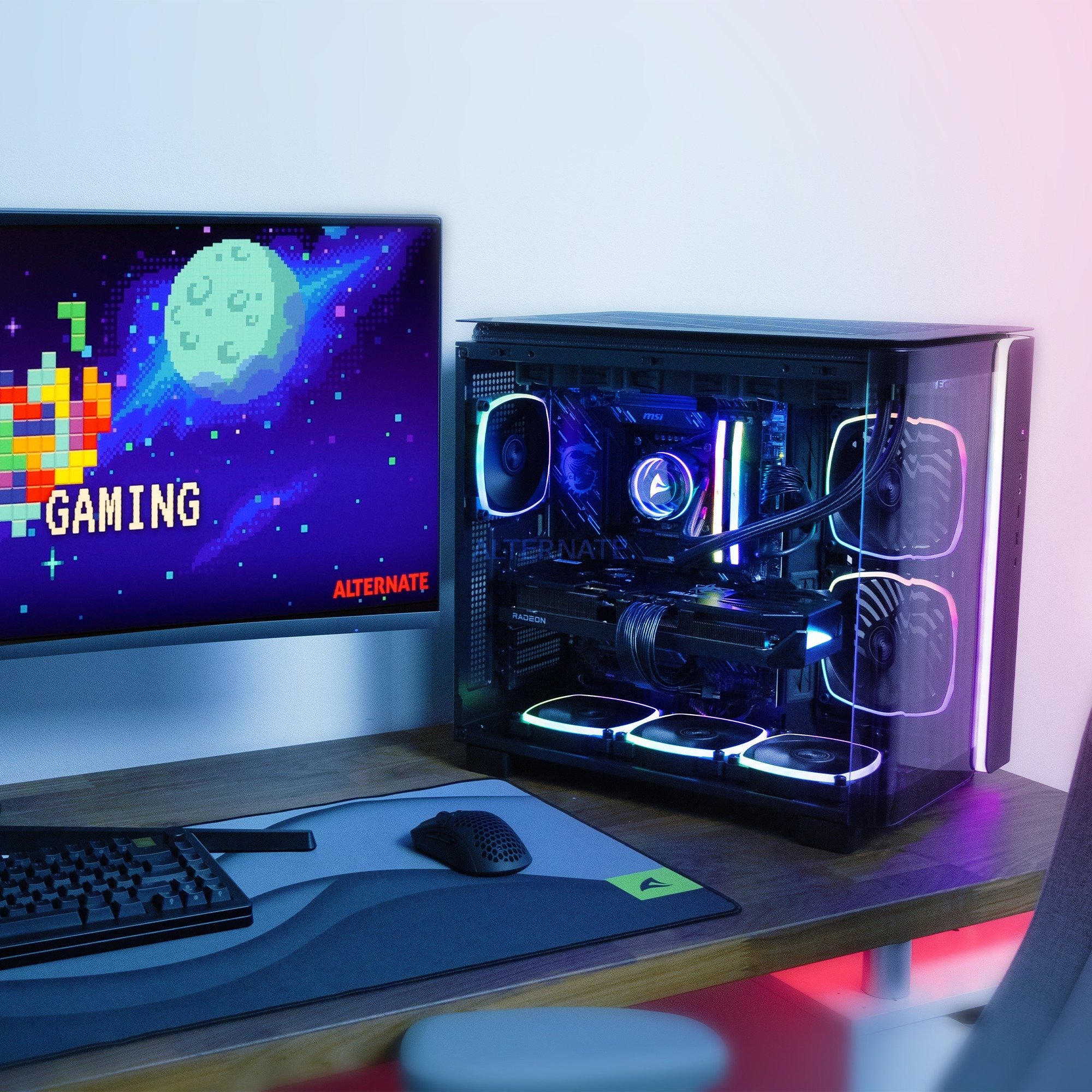 ALTERNATE Thunderstorm Pro Core Ultra 7 - RX 9070 XT gaming pc Zwart ...