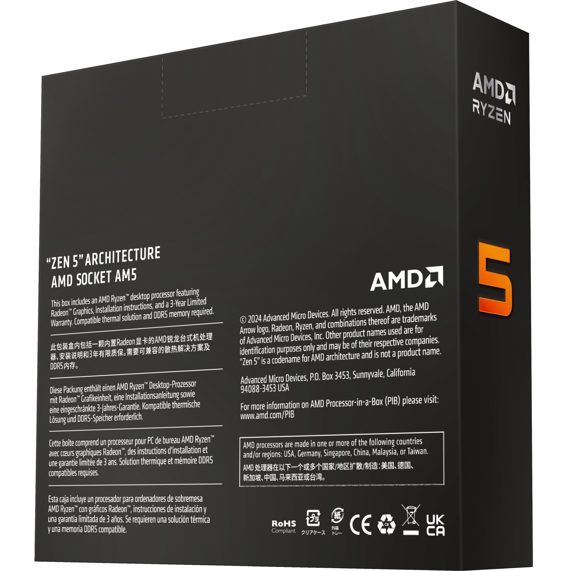 AMD Ryzen 5 9600X, 3,9 GHz (5,4 GHz Turbo Boost) socket AM5 processor ...