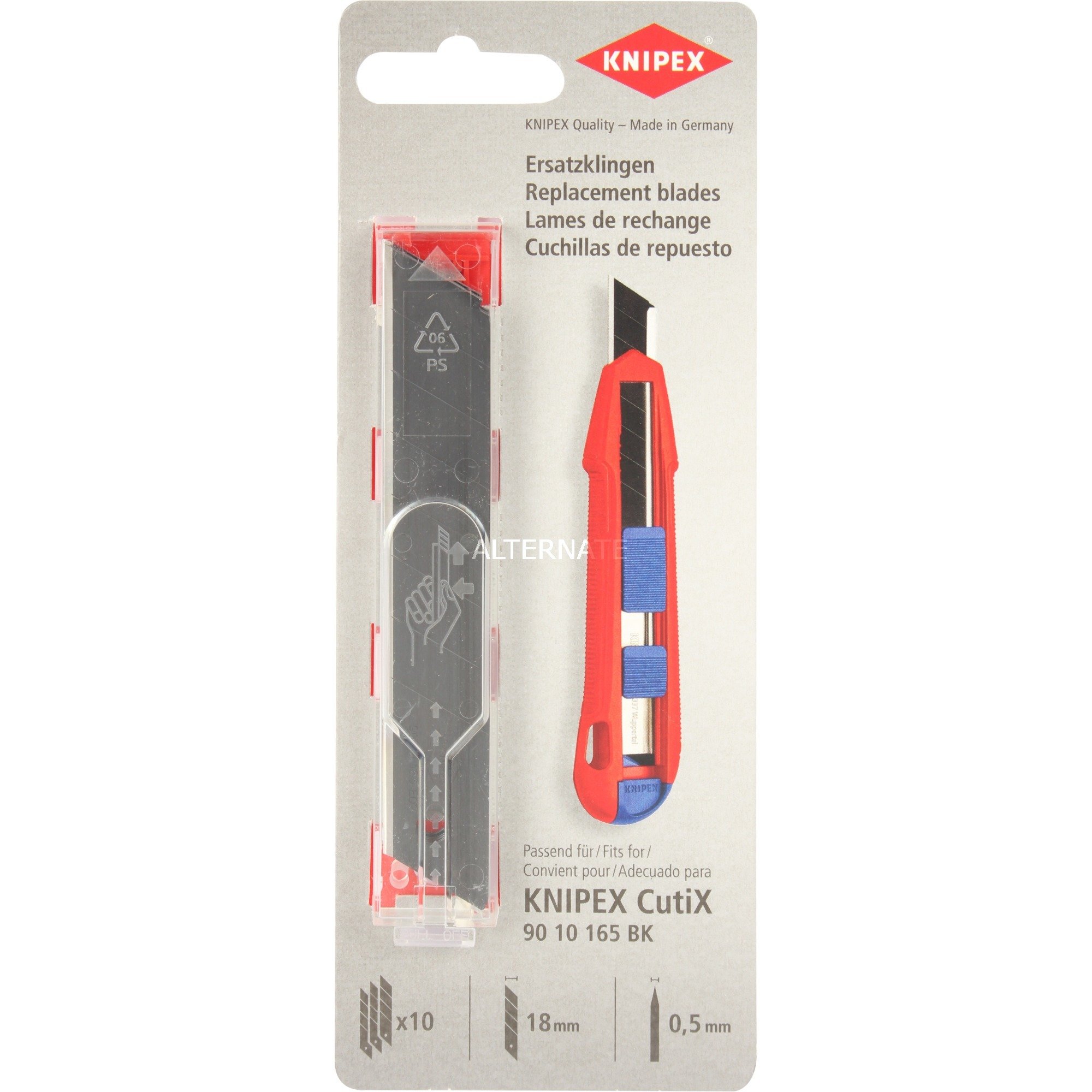 Knipex Vervangmessen 90 10 165 E02, 10 stuks reservemes voor CutiX 90 ...